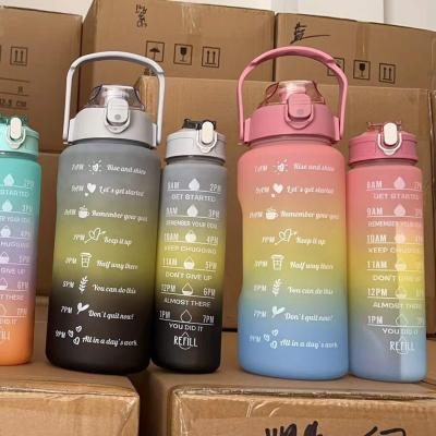 China 2000ml 900ml 300ml Motivational Time Marker Plastic Water Bottle Set PC PP ABS Silicone for sale