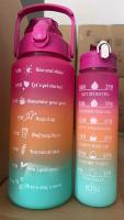 China 2000ml 900ml 300ml Motivational Time Marker Plastic Water Bottle Set PC PP ABS Silicone for sale