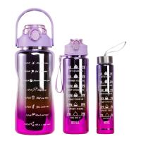 China 3pcs Set Plastic Motivational Water Bottles 2000ml 900ml 300ml with Time Marker for Fitness Goals for sale