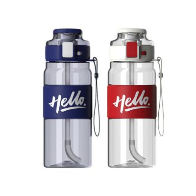 China Straw Type Water Bottles Custom Direct Drinking Eco Empty Plastic Bottles with Handle for sale