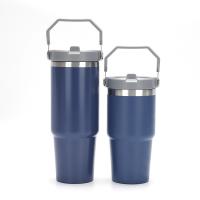 China 20oz 30oz Double Wall Vacuum Insulated Stainless Steel Tumbler with Handle for Hot Cold Drinks for sale