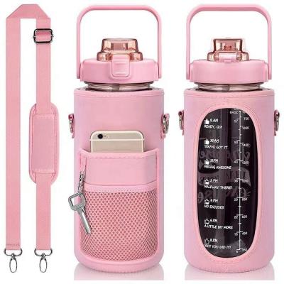 China 2L Half Gallon Water Bottle with Neoprene Sleeve Insulated Carry Strap for sale