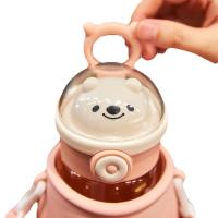China 660ml Tritan Plastic Water Bottle for Kids Cute Pink Straw Cup BPA Free School for sale