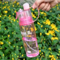 China Outdoor Custom Logo Pressing Type Plastic Sports Water Bottle with Cooling Mist Function for sale