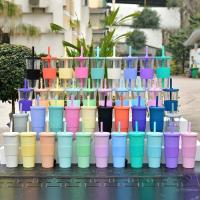 China 24oz 700ml Double Wall Plastic Tumbler Reusable Boba Bubble Tea Cups with Lid for sale