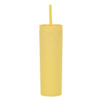 China 16oz Custom Matte Double Wall Acrylic Tumbler Coffee Milk Mug with Straw BPA Free for sale