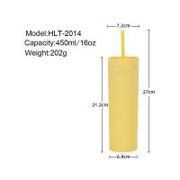 China 16oz Custom Matte Double Wall Acrylic Tumbler Coffee Milk Mug with Straw BPA Free for sale