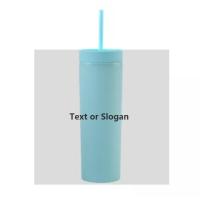 China 16oz Custom Matte Double Wall Acrylic Tumbler Coffee Milk Mug with Straw BPA Free for sale