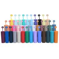 China 16oz Food Grade Plastic Water Bottle Double Wall Matte Tumbler with Slide Lid Custom Color for sale