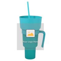 China 32oz 1L Plastic Stadium Tumbler Reusable Snack Cup for Coffee Tea Beer Water Custom Color for sale