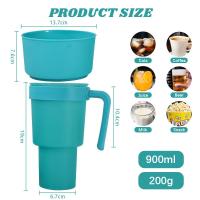 China Custom Logo 1L Plastic Snack Mug with Handle Eco-Friendly Durable Stadium Tumbler for sale