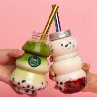 China Christmas Tree Shaped Plastic Water Bottle 500ml for Juice Milk Tea Coffee for sale