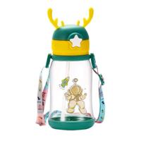 China Custom Logo Plastic Kids Water Bottle with Straw 600ml Large Capacity Portable School Drinkware for sale