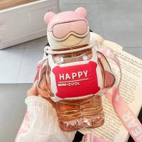 China Stocked Large Capacity Water Bottle WITH ROPE and Cute Bears Design for Students for sale