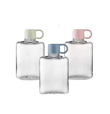 China Tritan Plastic Water Bottle 360ml 500ml Portable Clear Square Outdoor Drinking Bottle for sale