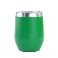 China 12oz 304 Stainless Steel Insulated Cup Double Wall Leakproof Portable Egg Shape Tumbler with Lid for sale