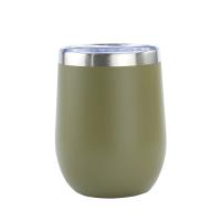 China 12oz 304 Stainless Steel Insulated Cup Double Wall Leakproof Portable Egg Shape Tumbler with Lid for sale