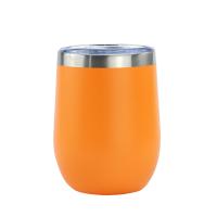 China 12oz 304 Stainless Steel Insulated Cup Double Wall Leakproof Portable Egg Shape Tumbler with Lid for sale