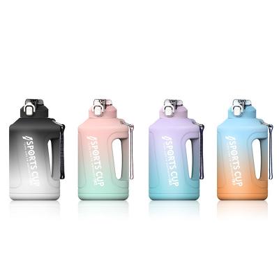 China Reusable Plastic Sports Water Bottle 1500ml 2300ml 3800ml with Straw Time Marker for Gym Fitness for sale