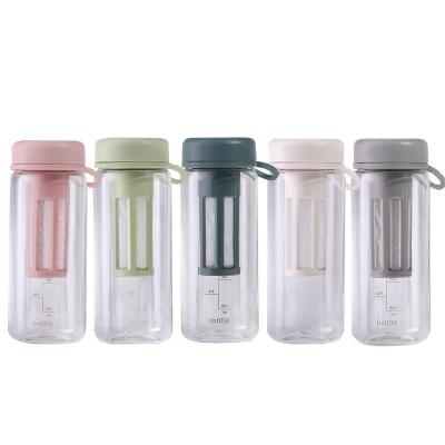China BPA Free Tritan Plastic Water Bottle 450ml 600ml Portable Clear with Scale for Gym for sale