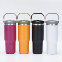 China Custom Pattern 30oz Bullet Water Bottle with Vacuum Insulation and Straw Included for sale