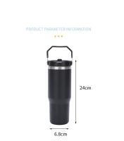 China Custom Pattern 30oz Bullet Water Bottle with Vacuum Insulation and Straw Included for sale