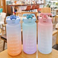 China 2000ml Gradient Color Space Cup With Time Scale Accompanying Water Bottle for Adults for sale