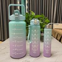 China BPA Free Tritan Gradient Sport Water Bottle Set 1000ml 1500ml 2000ml for Gym Travel for sale