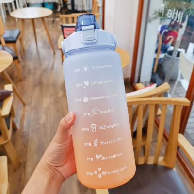 China 2L Gradient Color Large Capacity Frosted Water Cup with Straw for Outdoor Sports Fitness for sale