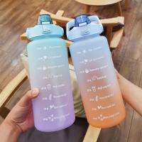 China 2L Gradient Color Large Capacity Frosted Water Cup with Straw for Outdoor Sports Fitness for sale