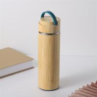 China 500ml Stainless Steel Vacuum Thermos Cup 304 Insulated Water Bottle with Bamboo Lid Custom Logo for sale
