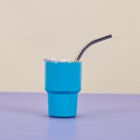 China 2oz 304 Stainless Steel Shot Glass Mini Pocket Cup with Straws Custom Color for sale