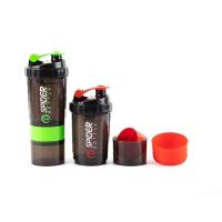 China 500ml Three Layer Protein Shaker Bottle with Lid for Gym Fitness Sports Outdoor for sale