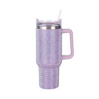 China 40oz Diamond-encrusted Stainless Steel Water Bottle Vacuum Cup with Straw and Handle for sale