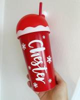 China 20oz 600ml Christmas Coffee Mugs with Lid and Straw Custom Logo PP Plastic Cup for sale