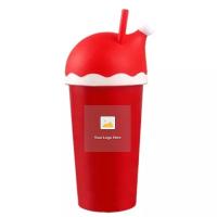 China 20oz 600ml Christmas Coffee Mugs with Lid and Straw Custom Logo PP Plastic Cup for sale