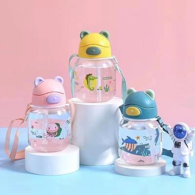 China BPA Free Plastic Water Bottle 450ml for Kids Lightweight Durable Anti Fall Straw Design for sale
