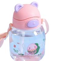 China BPA Free Plastic Water Bottle 450ml for Kids Lightweight Durable Anti Fall Straw Design for sale