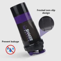 China Custom Logo 2 Layers Gym Protein Shaker Bottle 500ml with Pill Organizer and Storage for sale