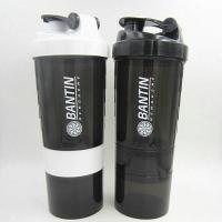 China 500ml Three Layer Plastic Protein Shaker Cup for Gym Fitness Outdoor Sports for sale