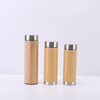 China 500ml Vacuum Insulated Stainless Steel Water Bottle 304 Bamboo Lid for Coffee Tea for sale