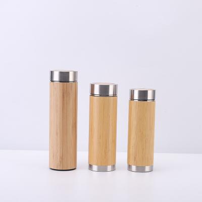 China 500ml Vacuum Insulated Stainless Steel Water Bottle 304 Bamboo Lid for Coffee Tea for sale