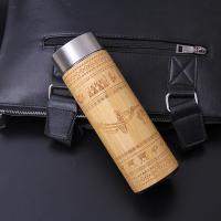 China 500ml Vacuum Insulated Stainless Steel Water Bottle 304 Bamboo Lid for Coffee Tea for sale