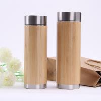 China 500ml Vacuum Insulated Stainless Steel Water Bottle 304 Bamboo Lid for Coffee Tea for sale