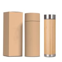 China 500ml Vacuum Insulated Stainless Steel Water Bottle 304 Bamboo Lid for Coffee Tea for sale