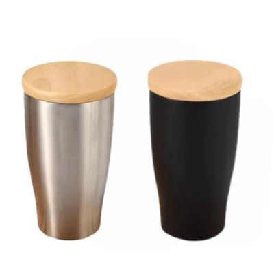 China 304 Stainless Steel Water Bottle 350ml with Bamboo Lid for Travel Outdoor for sale