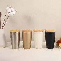China 304 Stainless Steel Water Bottle 350ml with Bamboo Lid for Travel Outdoor for sale