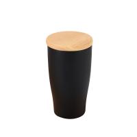 China 304 Stainless Steel Vacuum Bottle 350ml Insulated Office Mug with Bamboo Lid Custom Logo for sale