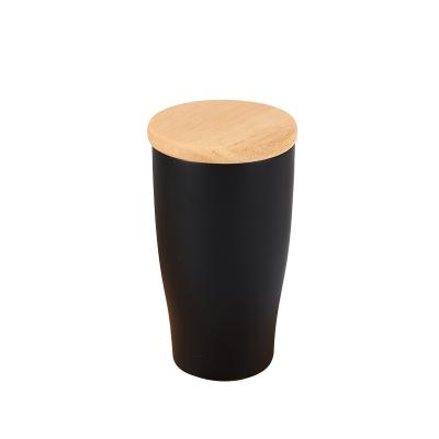 China 304 Stainless Steel Vacuum Bottle 350ml Insulated Office Mug with Bamboo Lid Custom Logo for sale