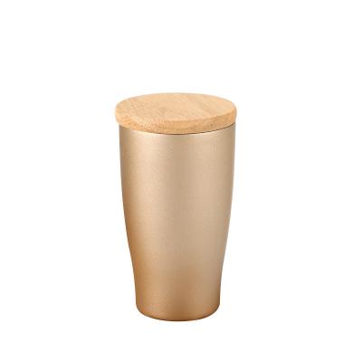 China Vacuum Insulated Stainless Steel Coffee Cup 350ml BPA Free Double Wall Mug with Bamboo Lid for sale